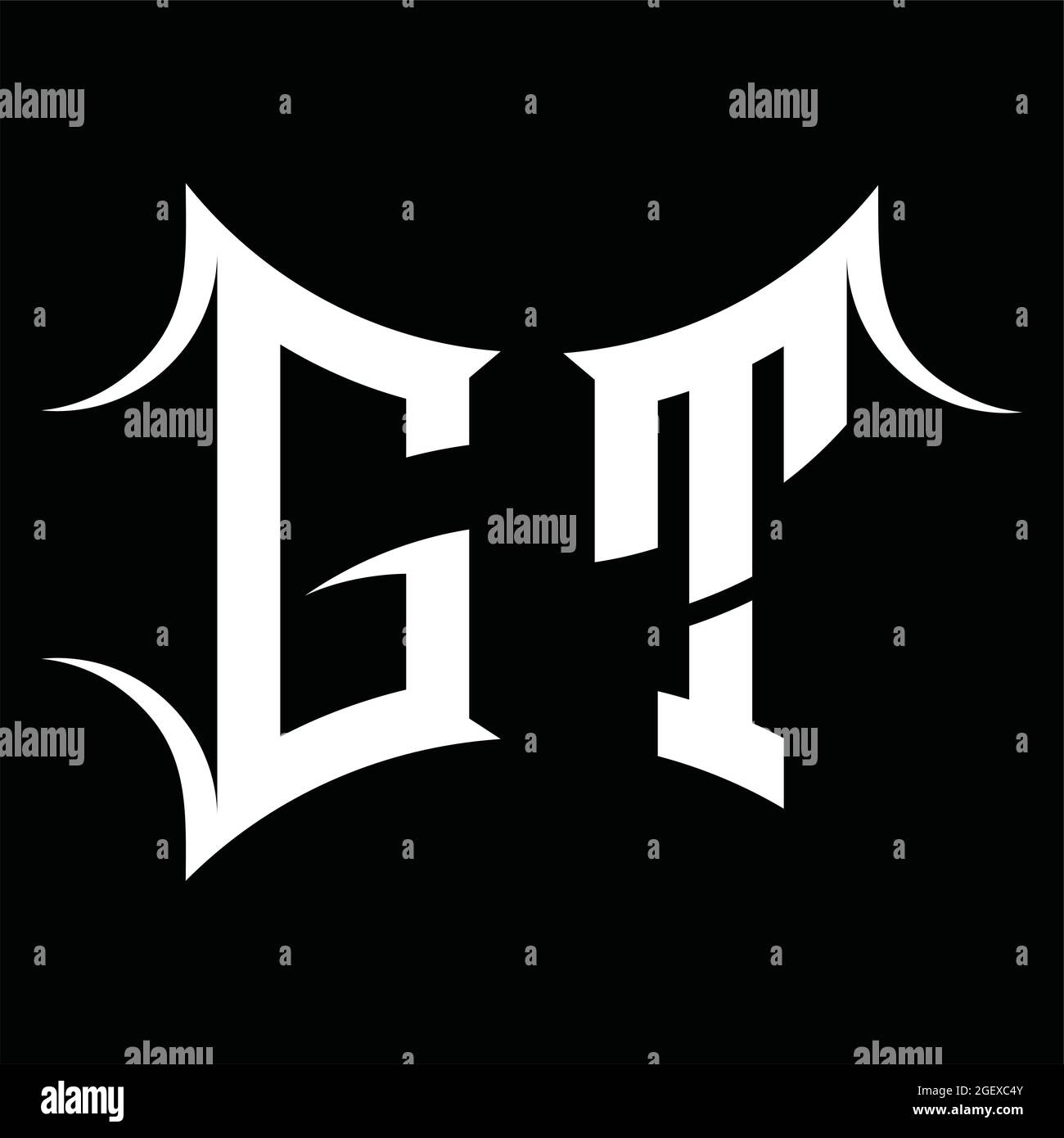 GT Logo monogram with abstract shape blackground design template Stock ...