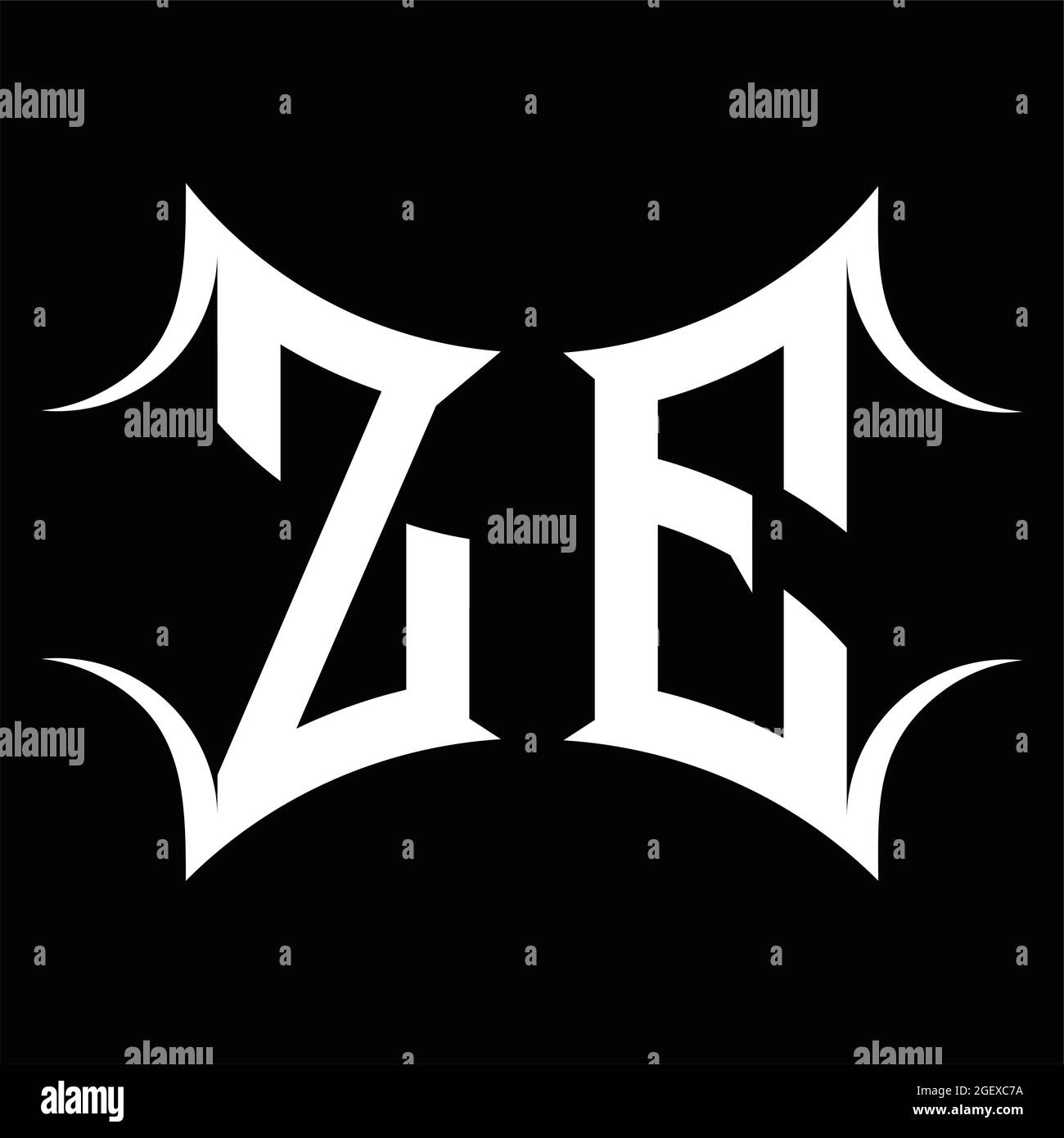 ZE Logo monogram with abstract shape blackground design template Stock ...