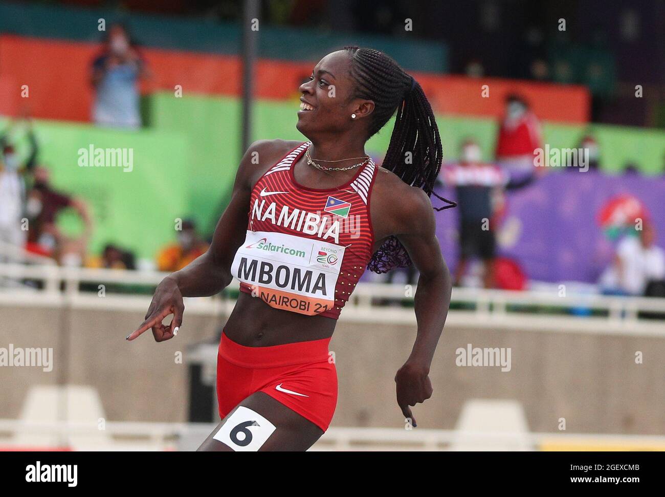 Nairobi, Kenya. 21st Aug, 2021. Christine Mboma of Namibia celebrates ...