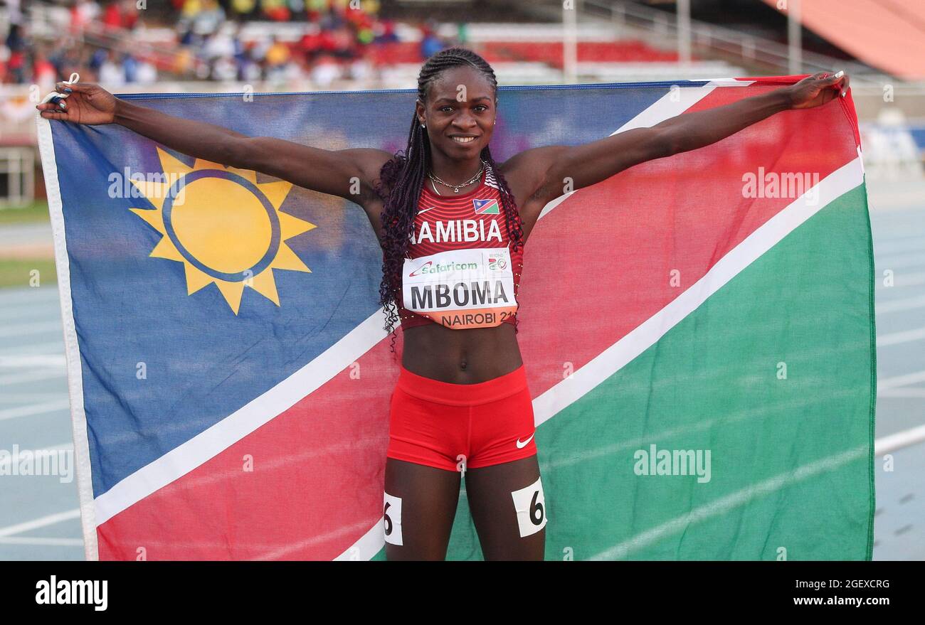 Nairobi, Kenya. 21st Aug, 2021. Christine Mboma of Namibia celebrates ...