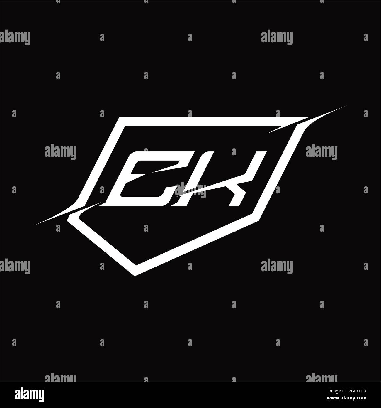 EK Logo monogram letter with shield and slice style blackground design template Stock Vector ...