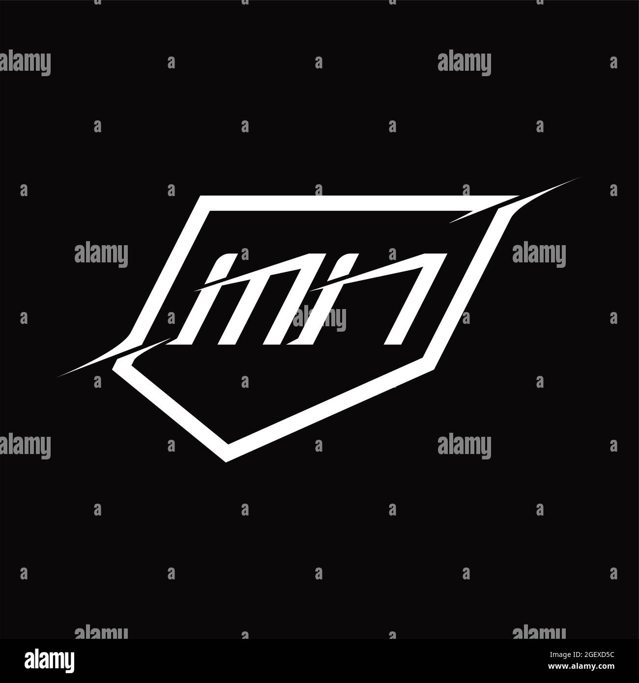 MN Logo monogram letter with shield and slice style blackground design ...