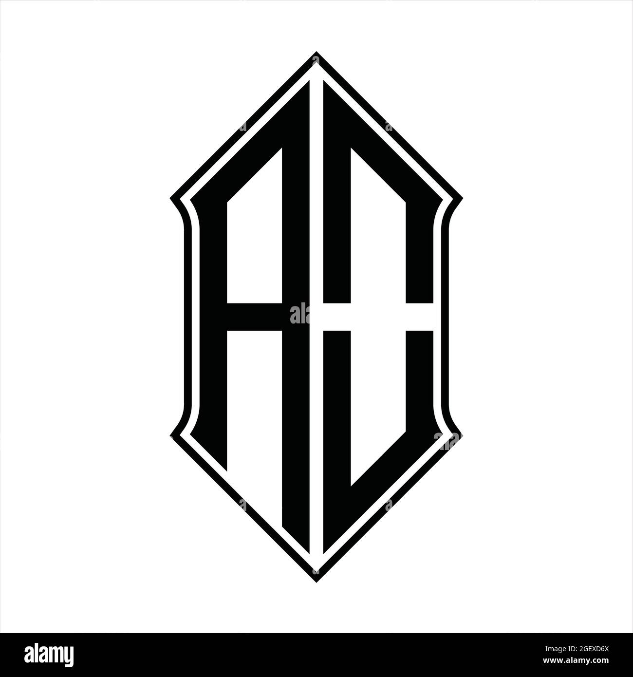 AO Logo monogram with shieldshape and black outline design template ...