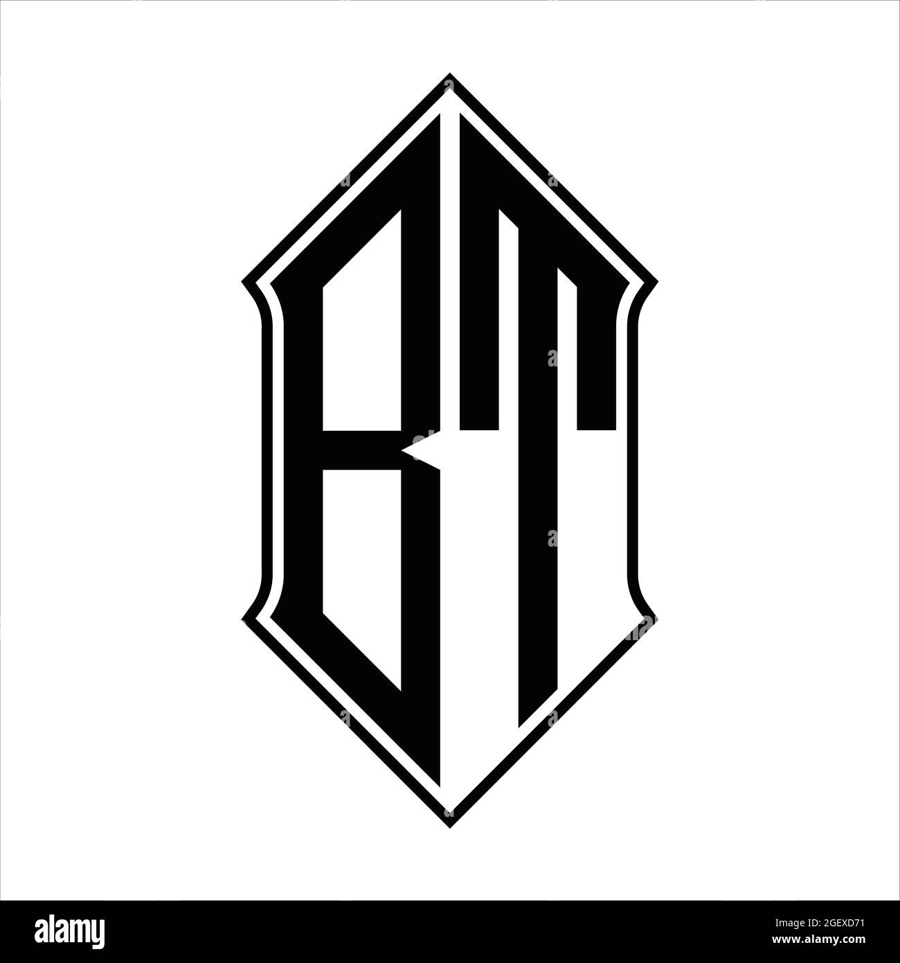 BT Logo monogram with shieldshape and black outline design template ...