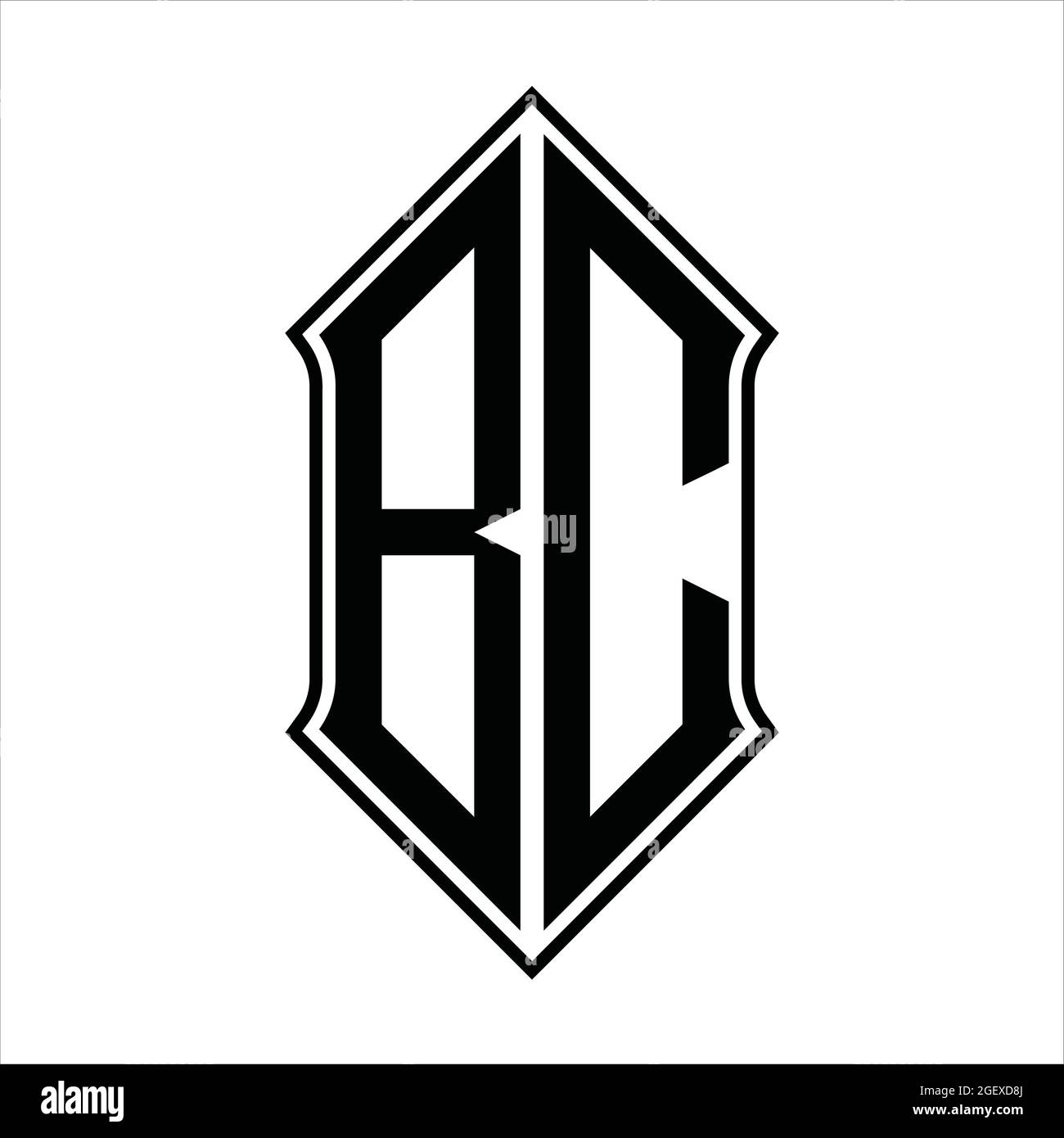 BC Logo monogram with shieldshape and black outline design template ...