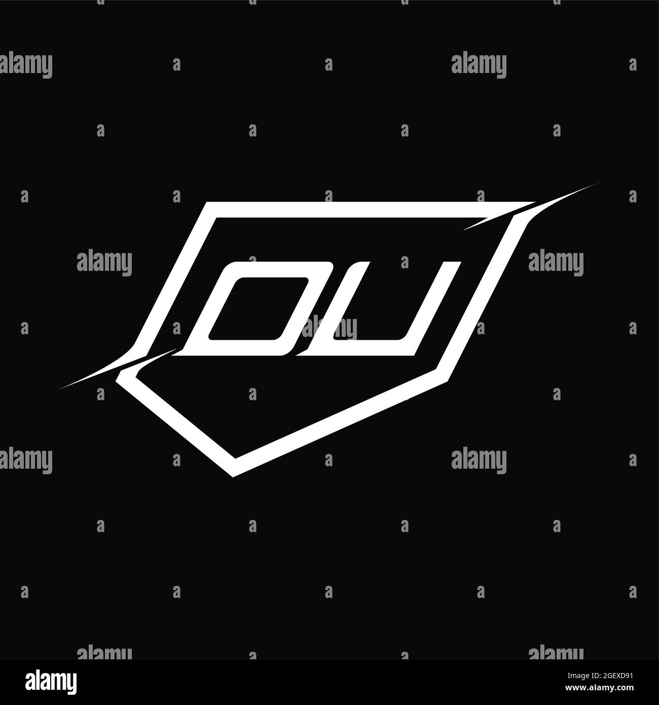 OU Logo monogram letter with shield and slice style blackground design ...