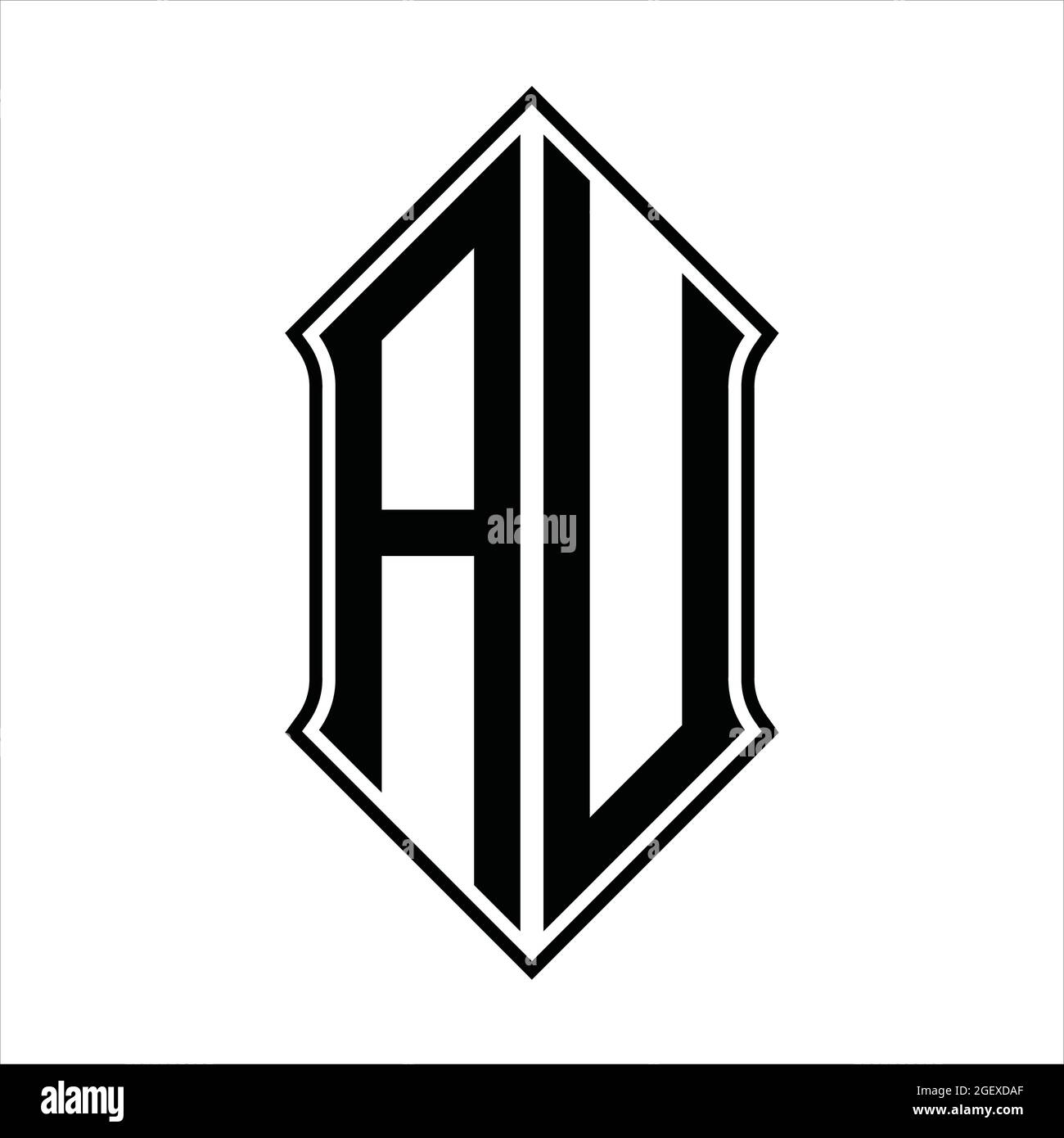 AU Logo monogram with shieldshape and black outline design template ...