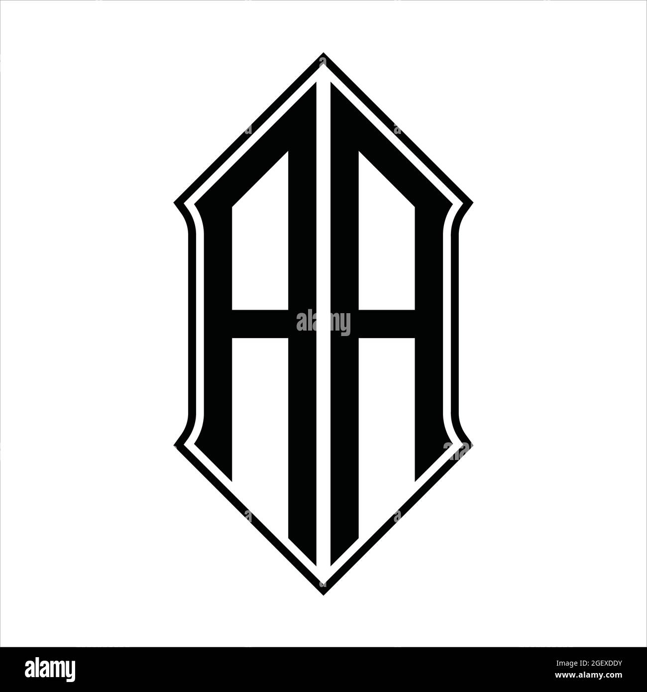 AA Logo monogram with shieldshape and black outline design template ...