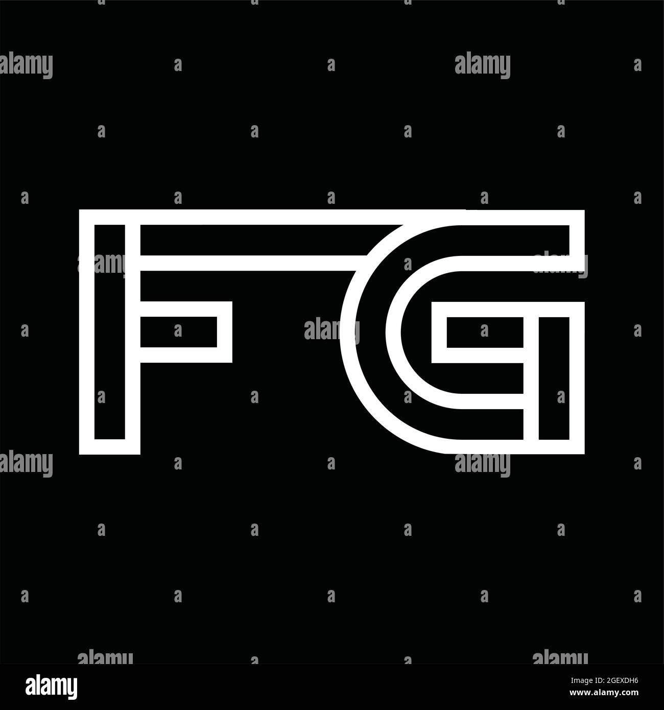 FG Logo monogram letter with shield and slice style blackground design ...