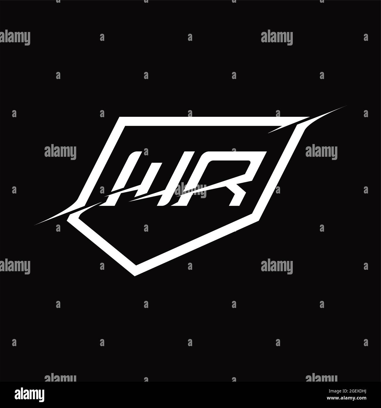 WR Logo monogram letter with shield and slice style blackground design ...