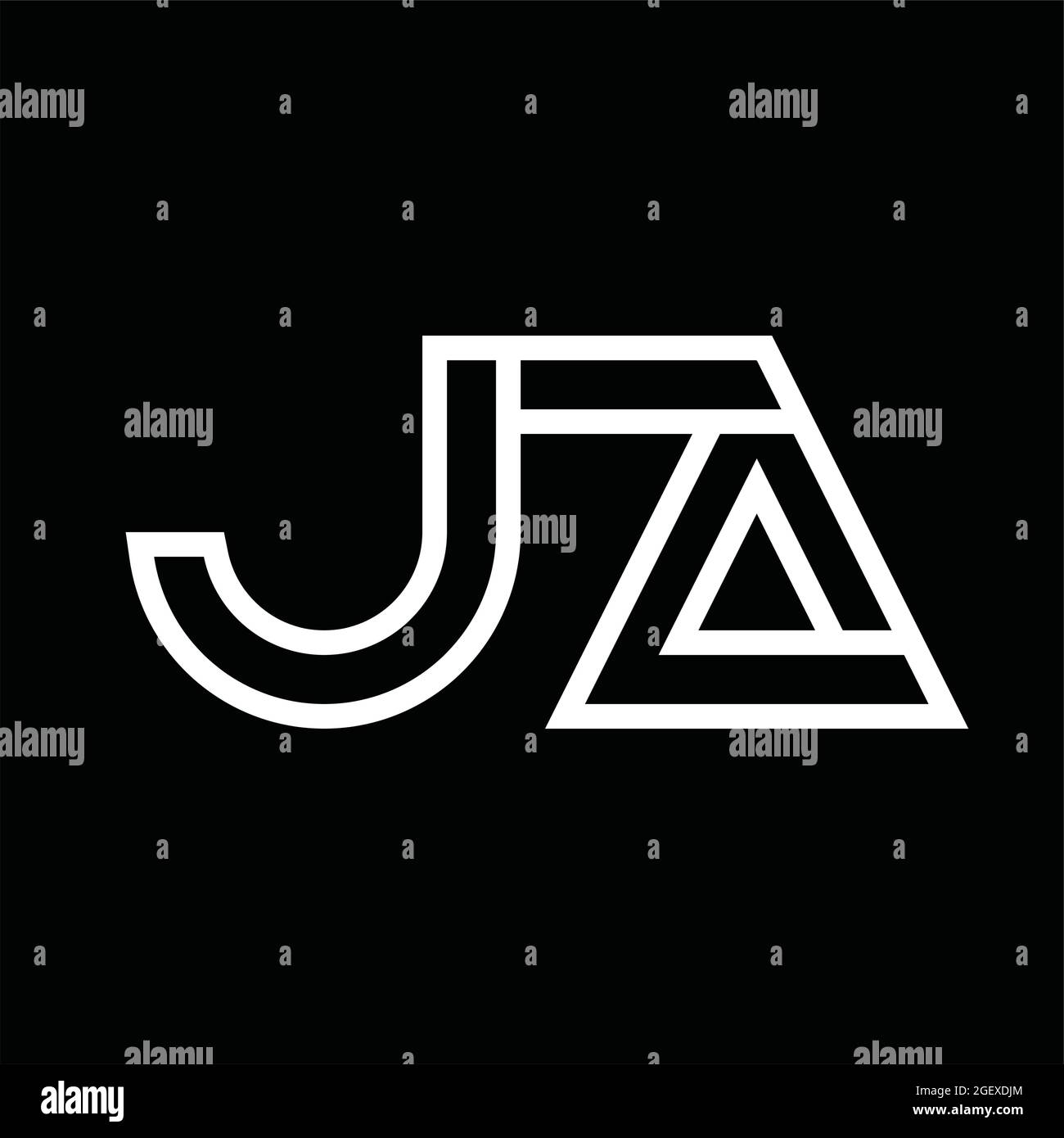 JA Logo monogram letter with shield and slice style blackground design ...