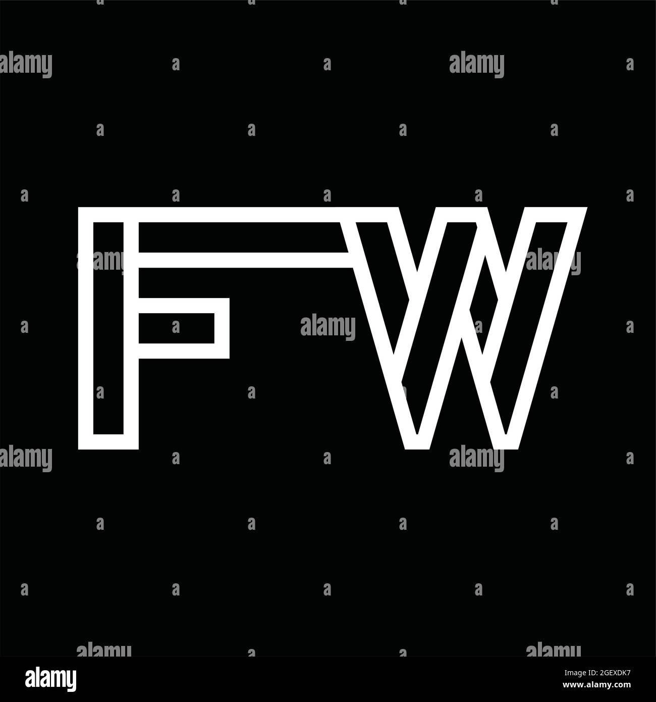 FW Logo monogram letter with shield and slice style blackground design ...