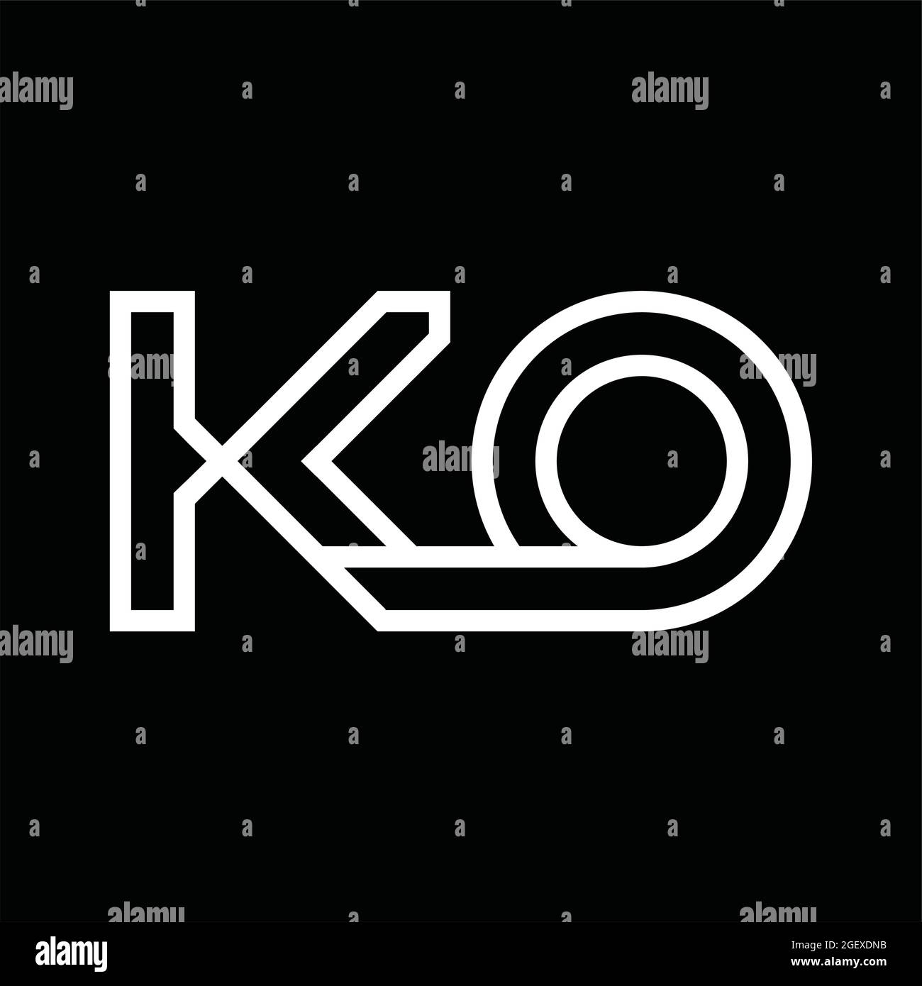 KO Logo monogram letter with shield and slice style blackground design ...