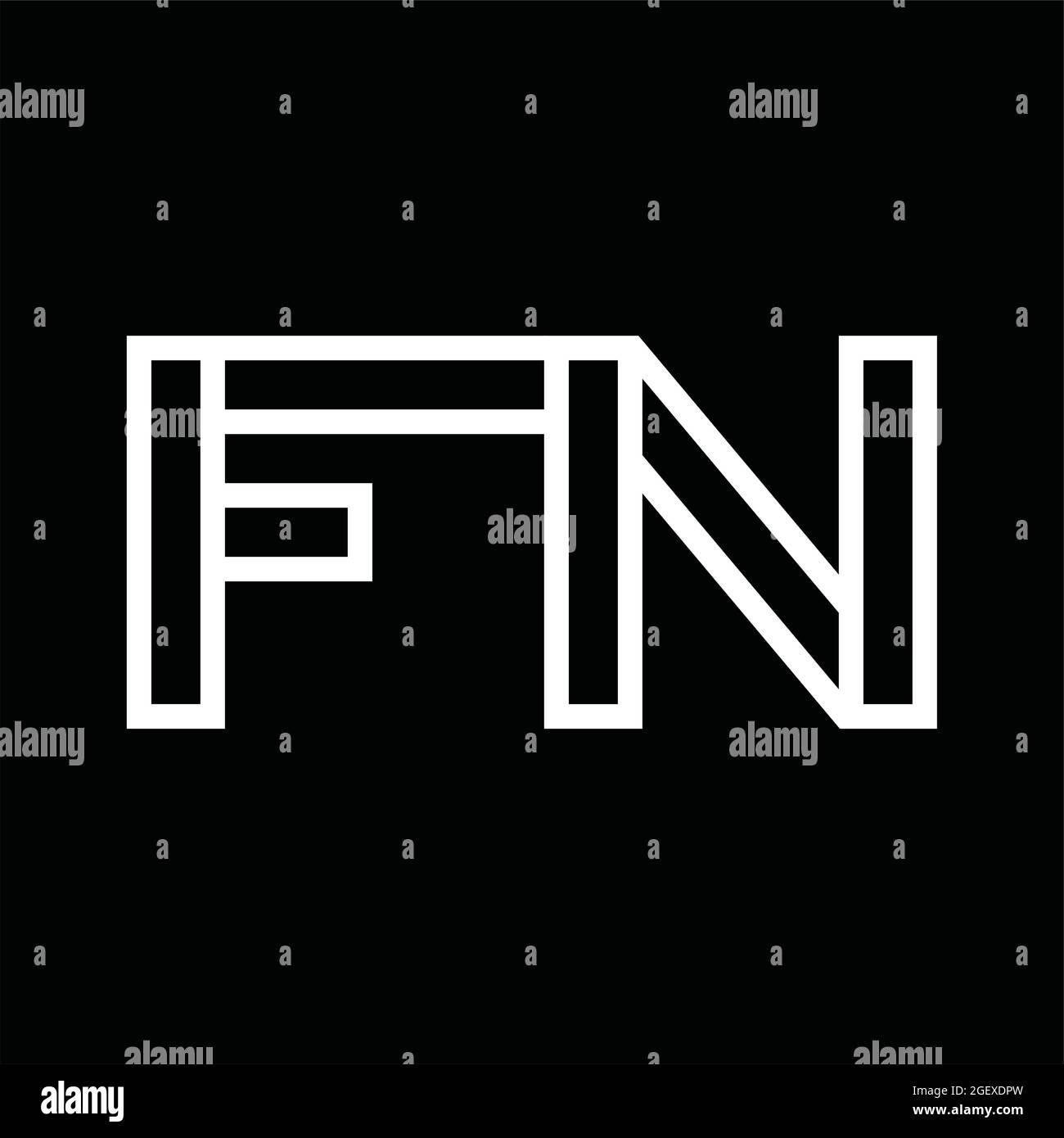 FN Logo monogram letter with shield and slice style blackground design ...