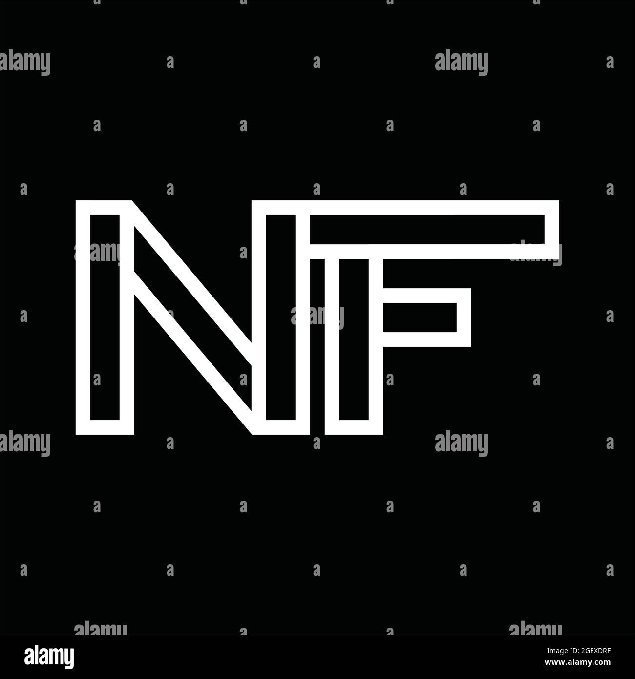 NF Logo monogram letter with shield and slice style blackground design ...