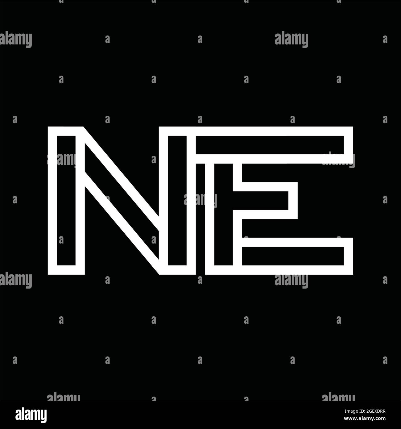 NE Logo monogram letter with shield and slice style blackground design ...