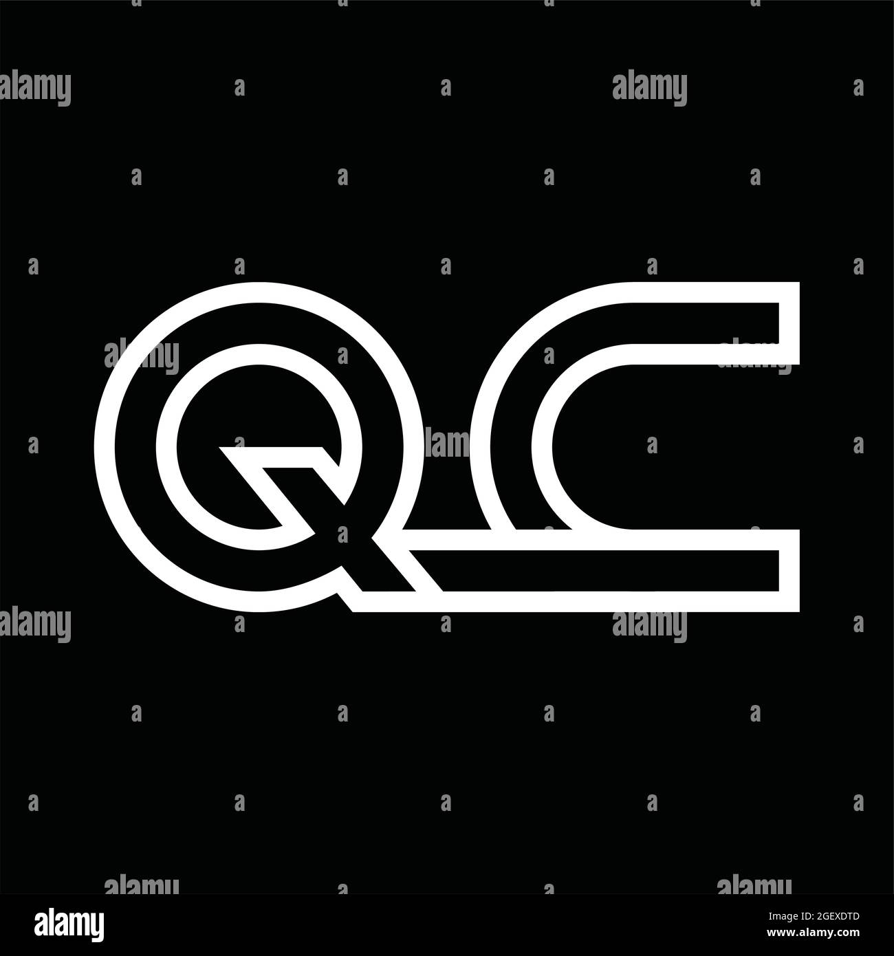QC Logo monogram letter with shield and slice style blackground design ...