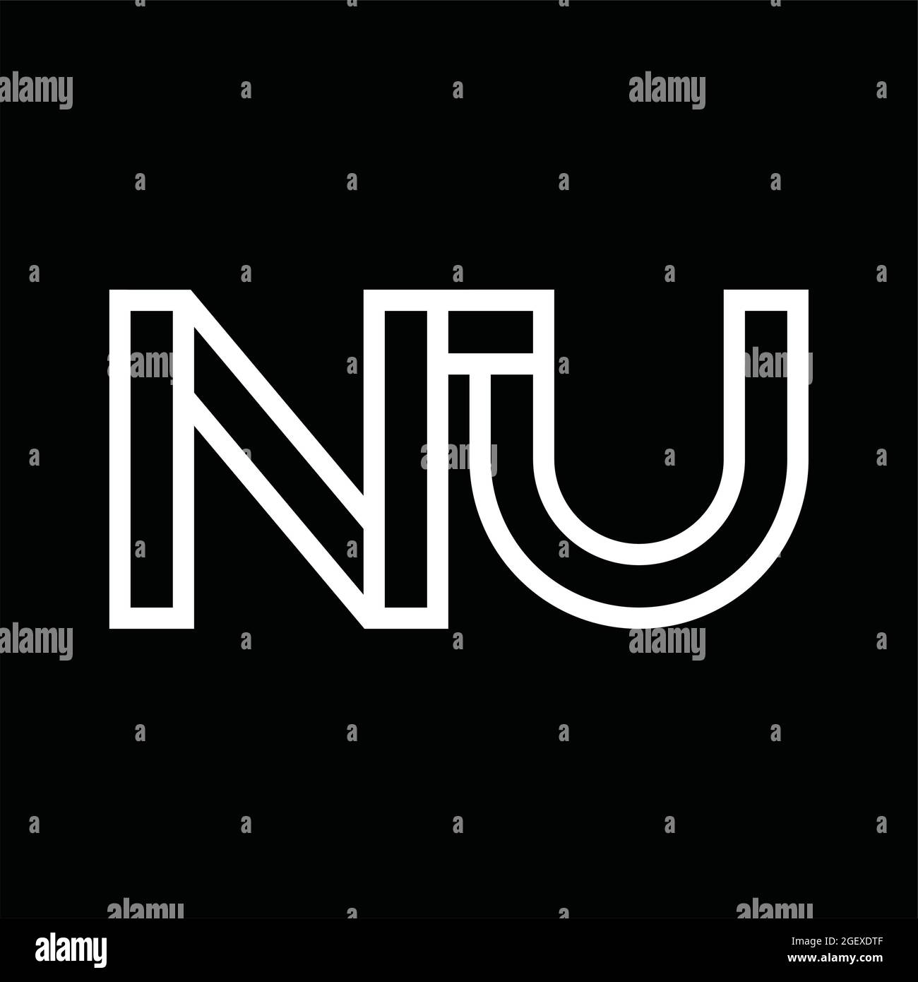 NU Logo monogram letter with shield and slice style blackground design ...