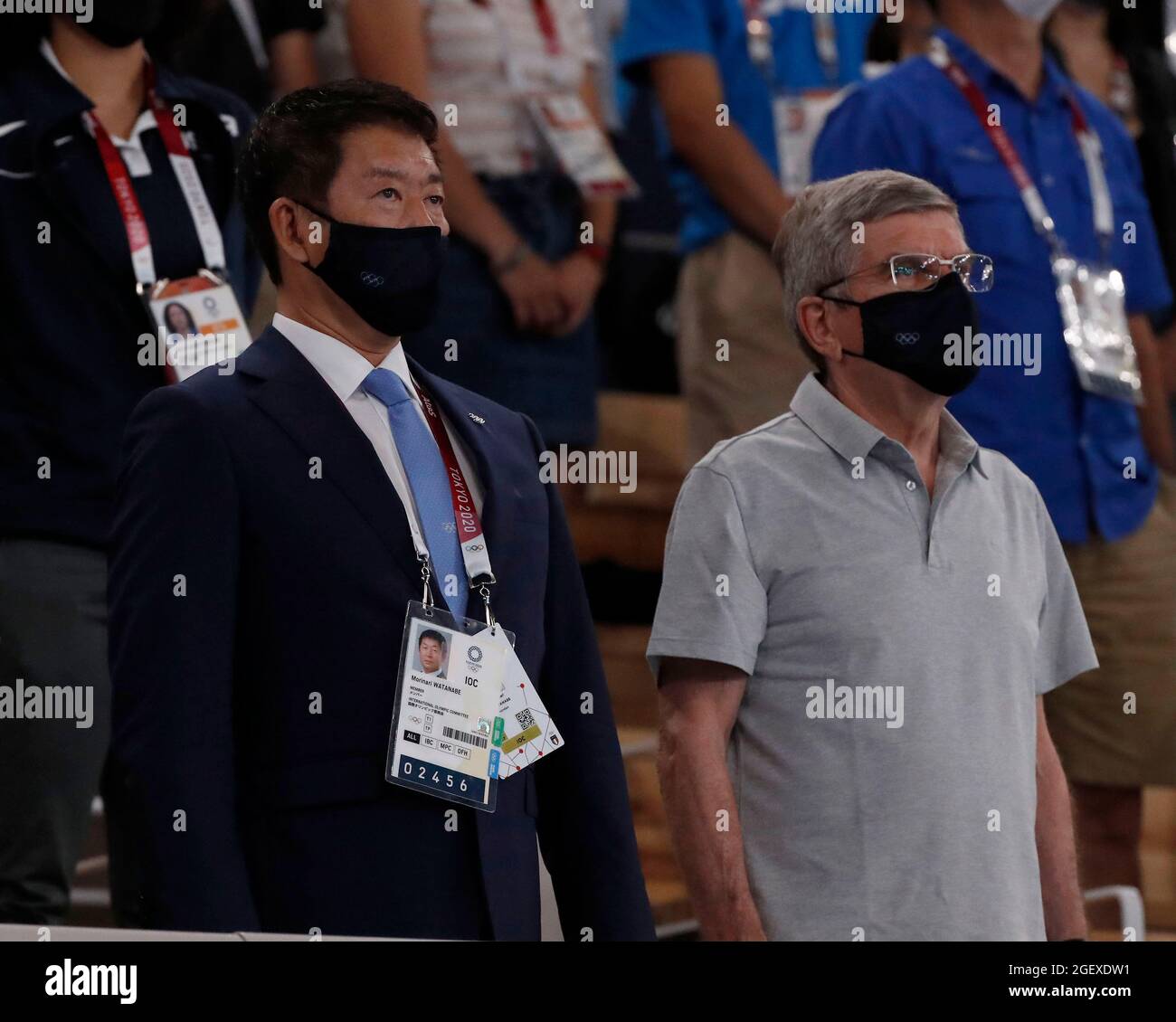 Tokyo, Kanto, Japan. 3rd Aug, 2021. Morinari Watanabe (left), member of ...