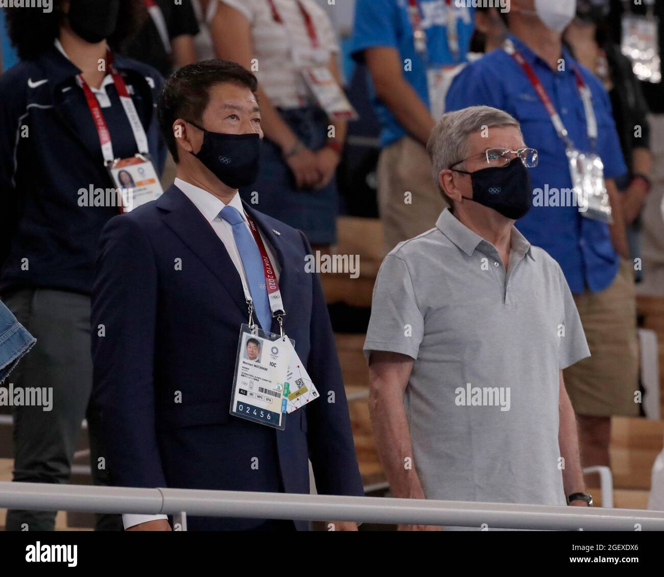 Tokyo, Kanto, Japan. 3rd Aug, 2021. Morinari Watanabe (left), member of ...