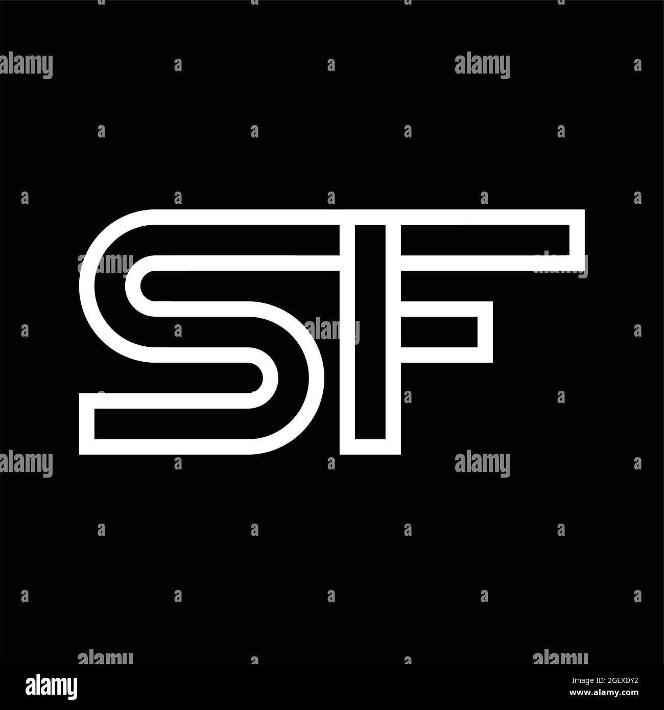 SF Logo monogram letter with shield and slice style blackground design ...