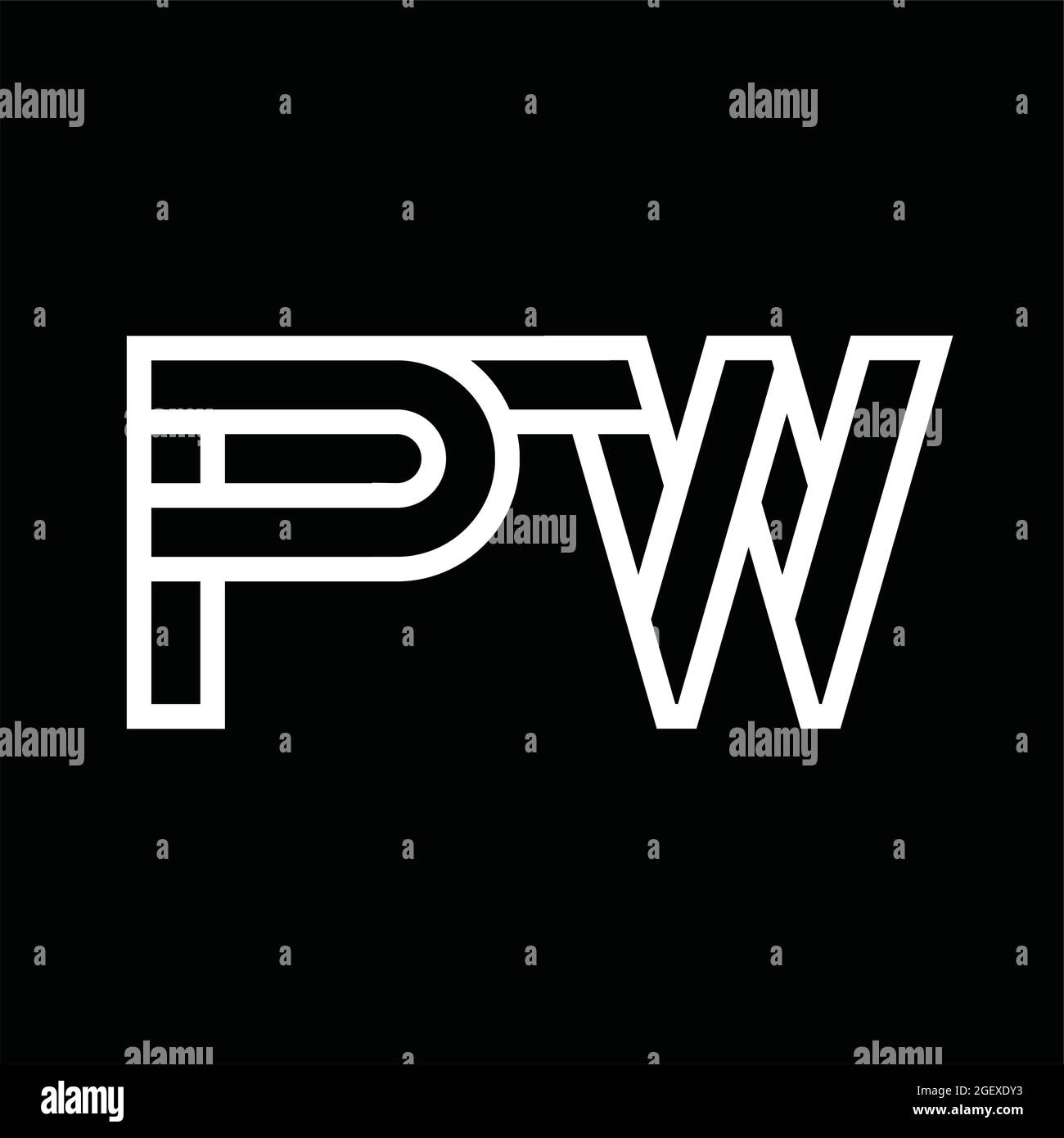 PW Logo monogram letter with shield and slice style blackground design ...