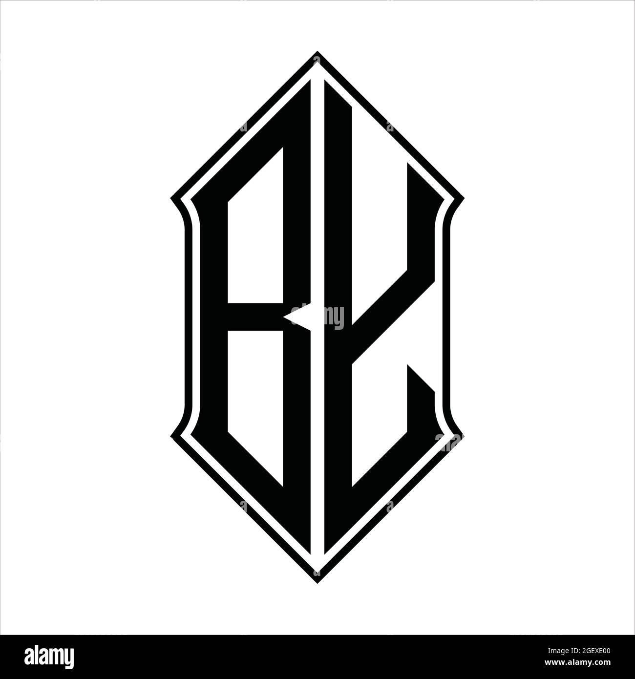 BY Logo monogram with shieldshape and black outline design template ...