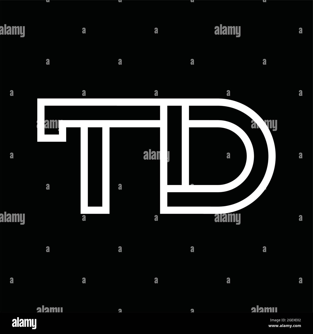 TD Logo monogram letter with shield and slice style blackground design ...