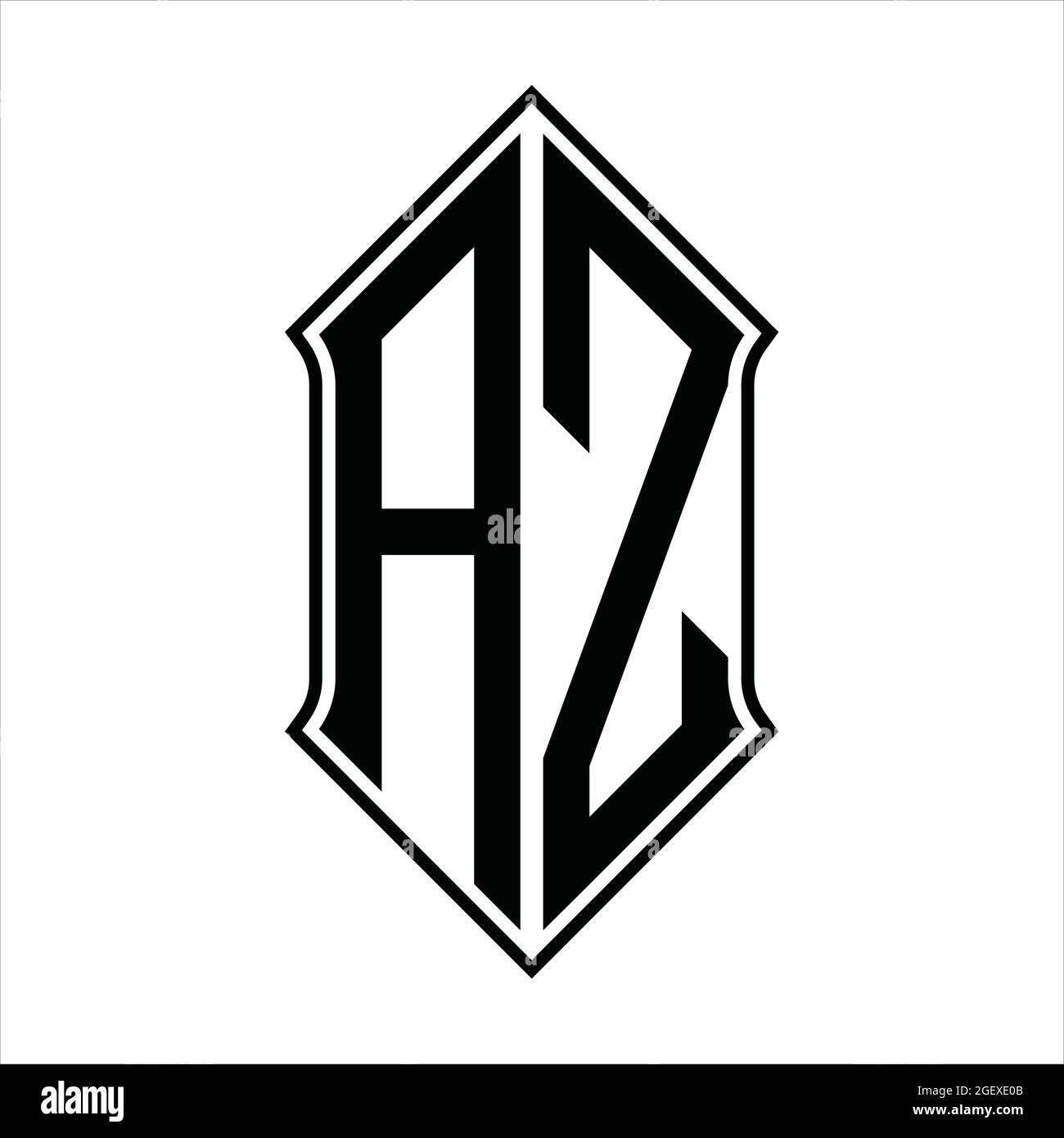 AZ Logo monogram with shieldshape and black outline design template ...