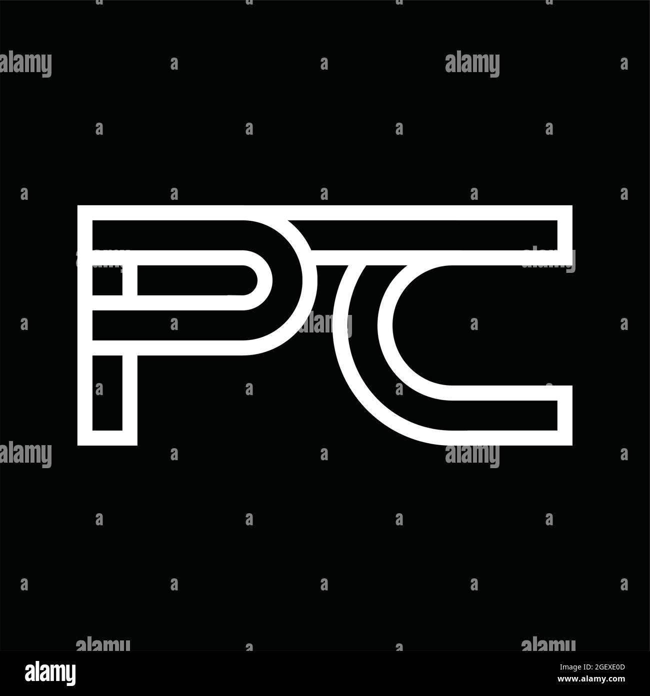 PC Logo monogram letter with shield and slice style blackground design ...