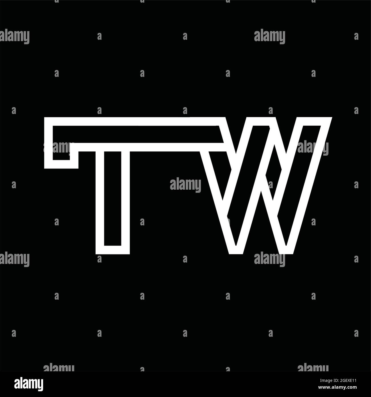 TW Logo monogram letter with shield and slice style blackground design ...