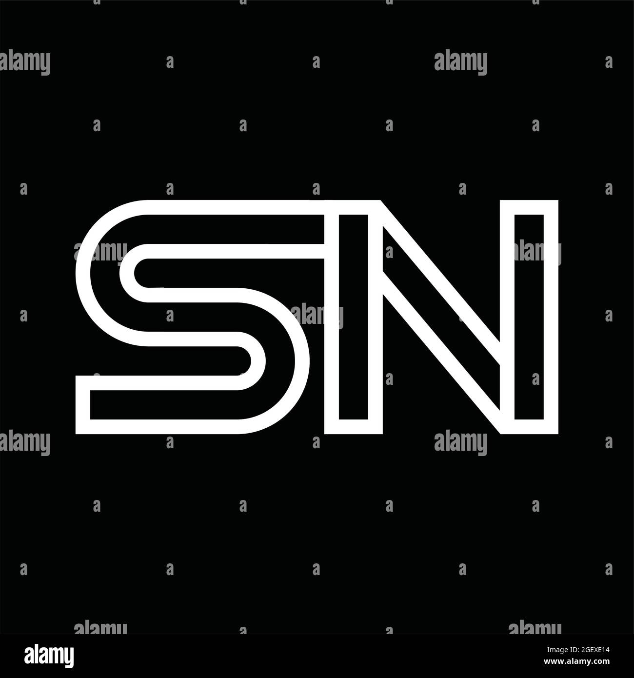 SN Logo monogram letter with shield and slice style blackground design ...