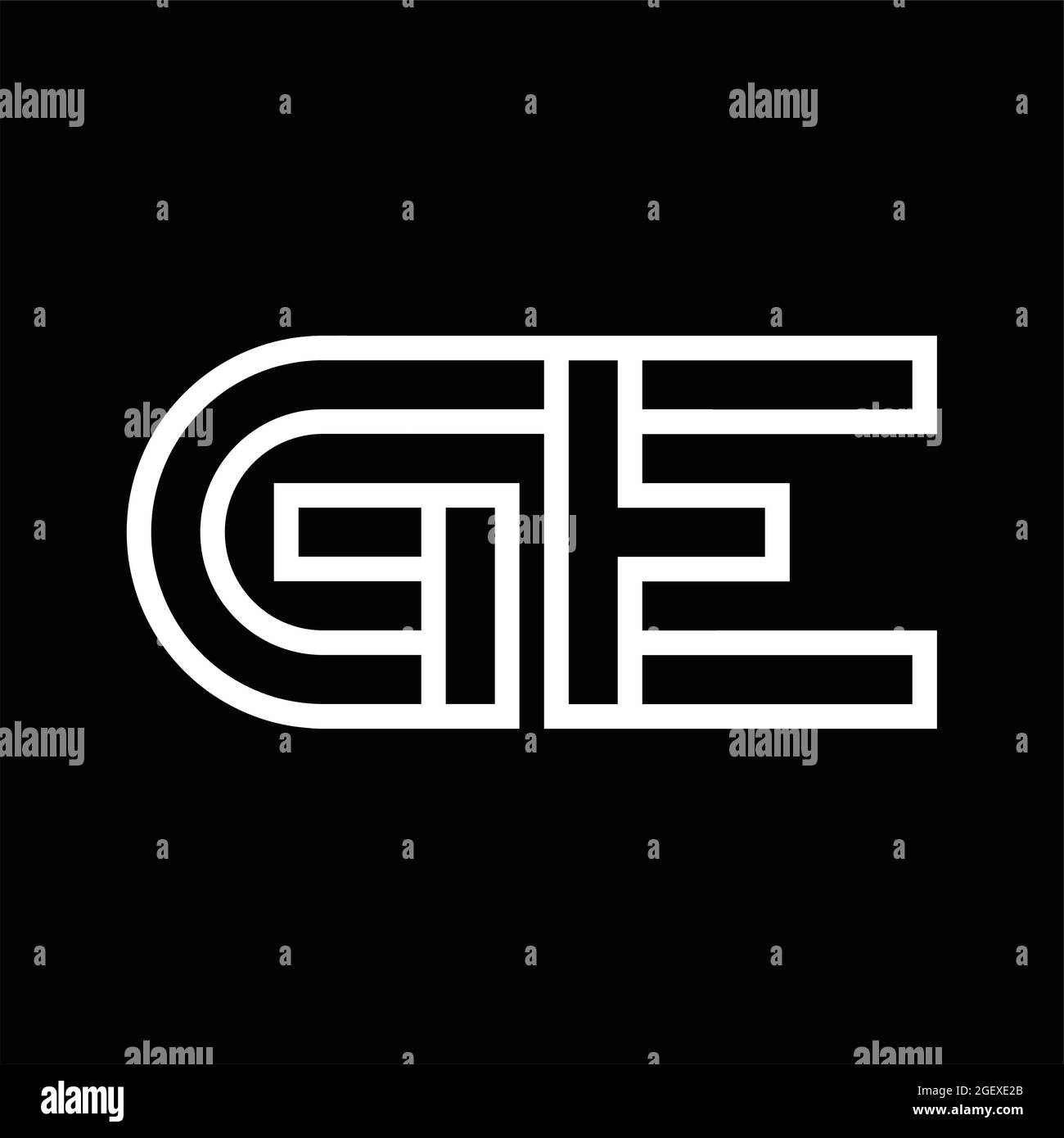 GE Logo monogram letter with shield and slice style blackground design ...