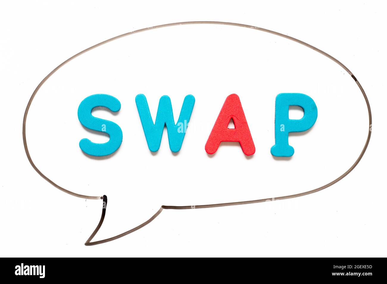 Alphabet letter with word swap in black line hand drawing as bubble ...