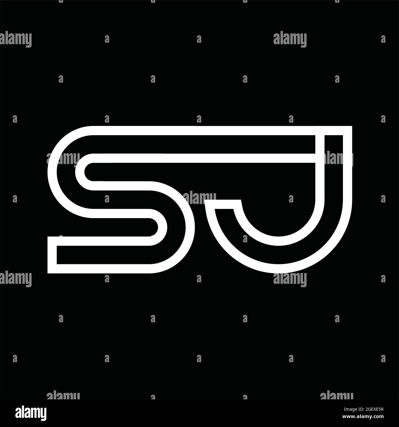 SJ Logo monogram letter with shield and slice style blackground design ...