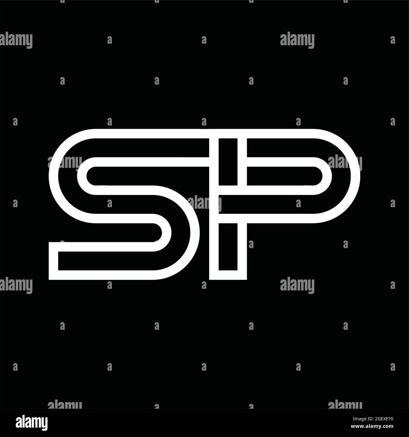 SP Logo monogram letter with shield and slice style blackground design ...