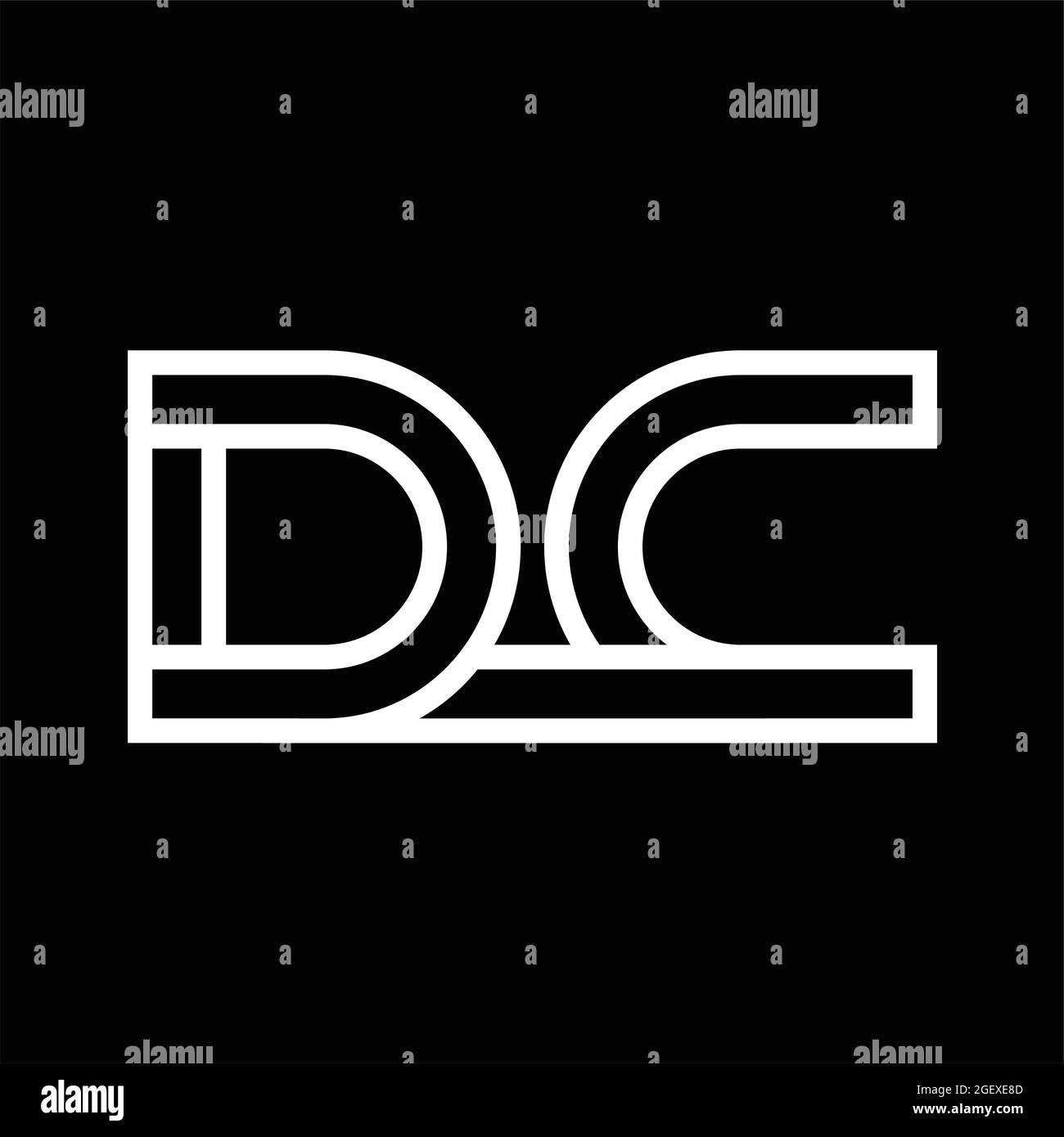 DC Logo monogram with line style negative space on blackground Stock ...