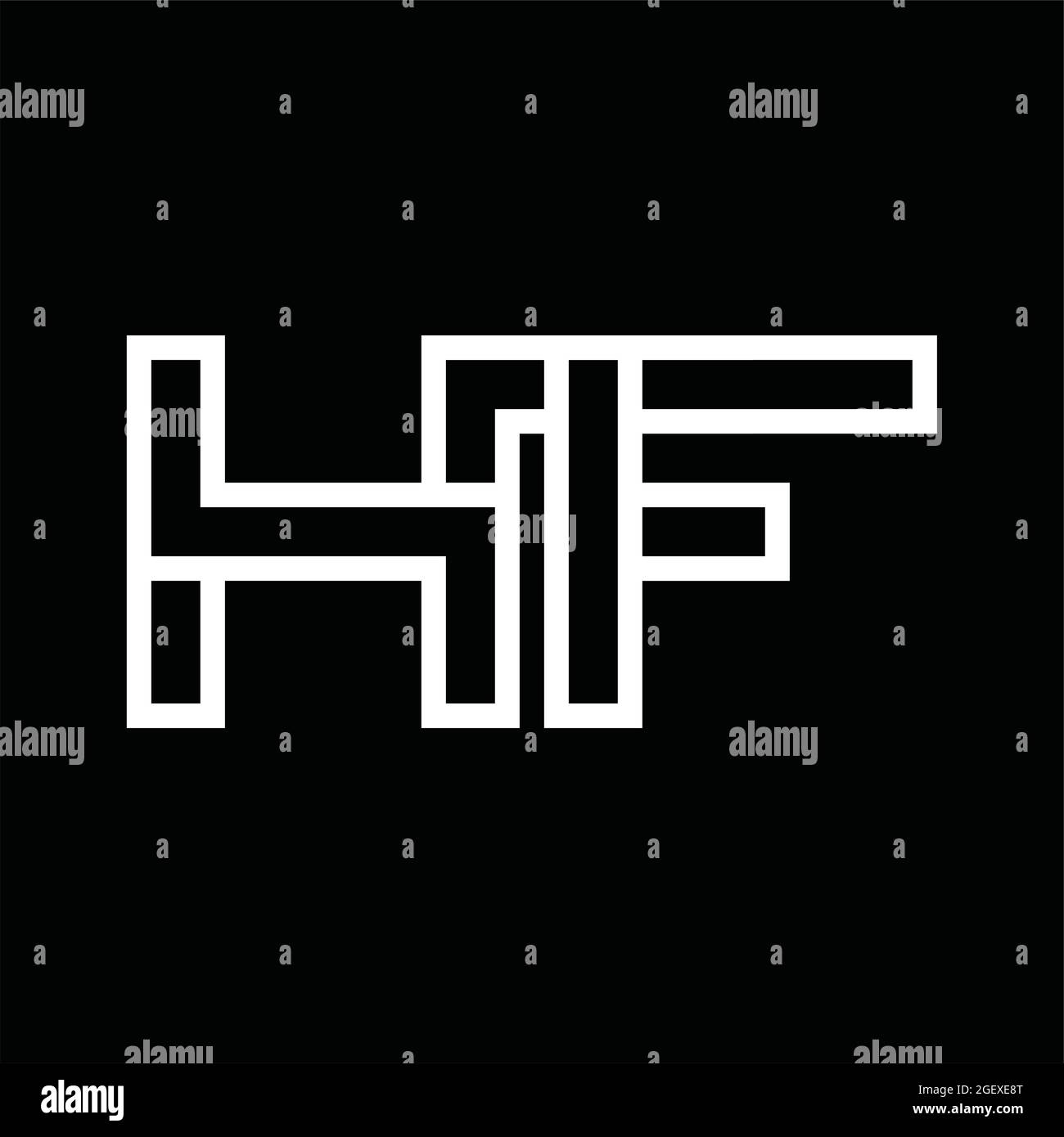HF Logo monogram with line style negative space on blackground Stock ...