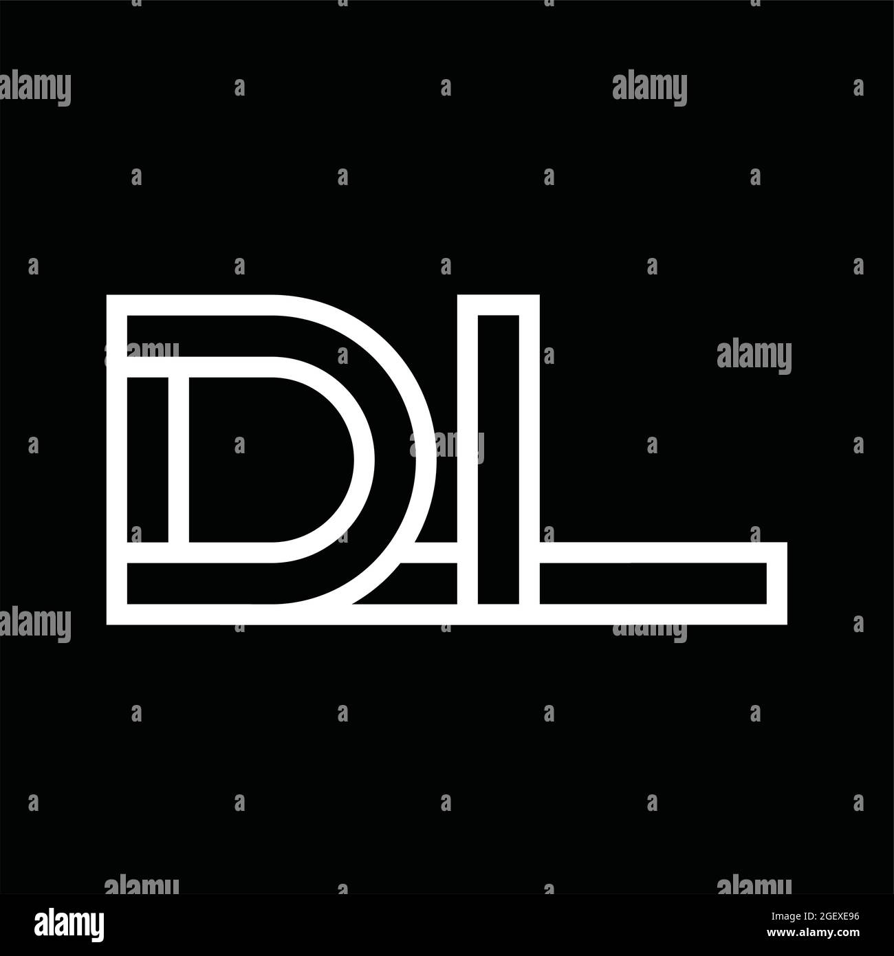 DL Logo monogram with line style negative space on blackground Stock ...