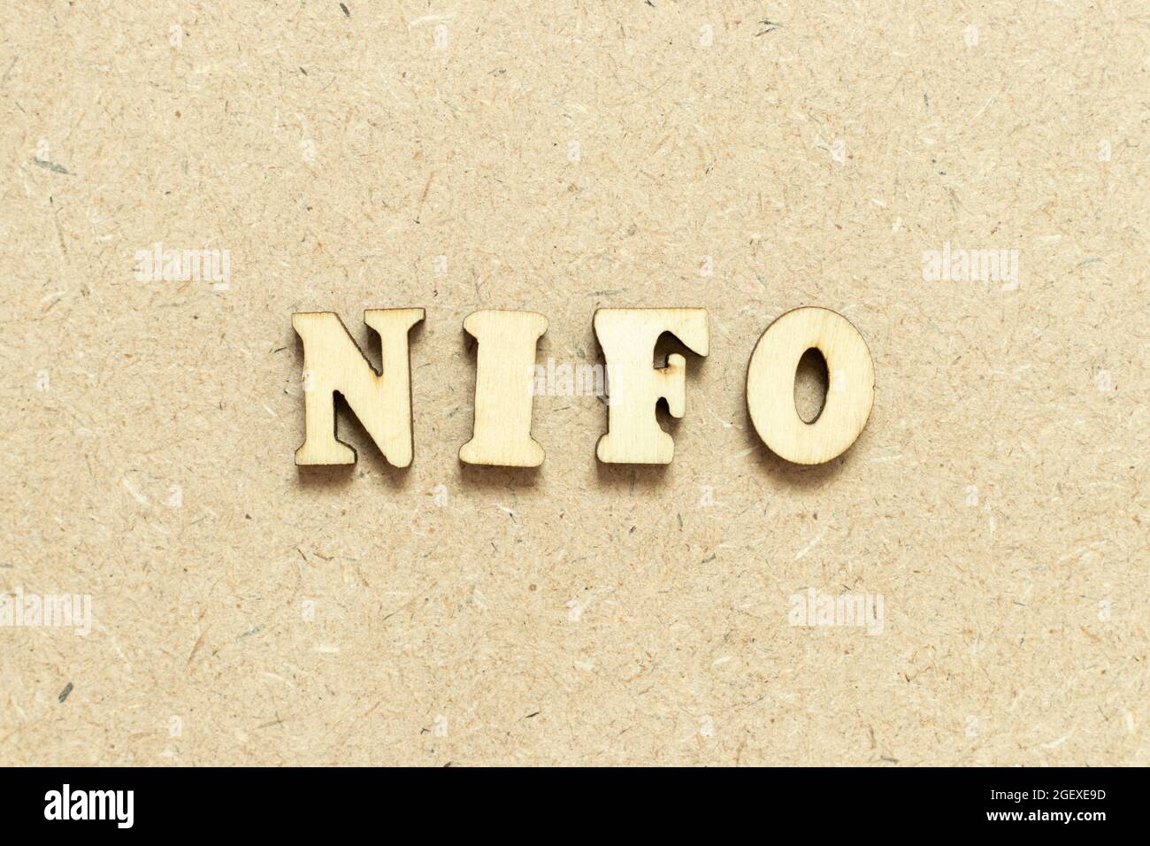 Alphabet letter in word NIFO (abbreviation of next in first out) on ...