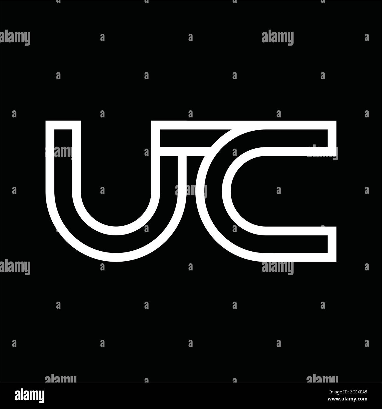 UC Logo monogram letter with shield and slice style blackground design ...