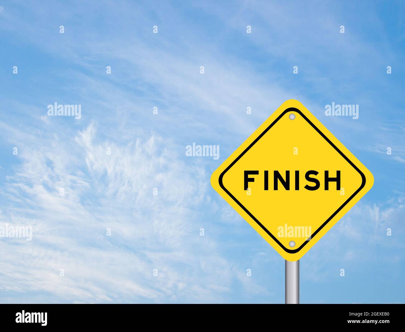 Word finish on blue background hi-res stock photography and images - Alamy