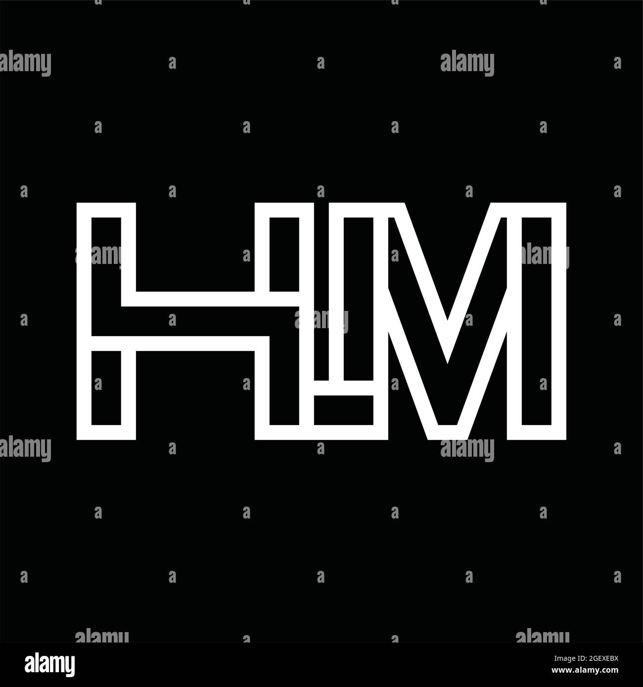 HM Logo monogram with line style negative space on blackground Stock ...