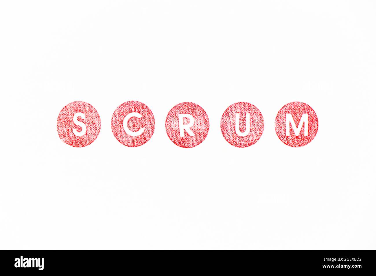 Red color rubber stamp in word scrum on white paper background Stock ...