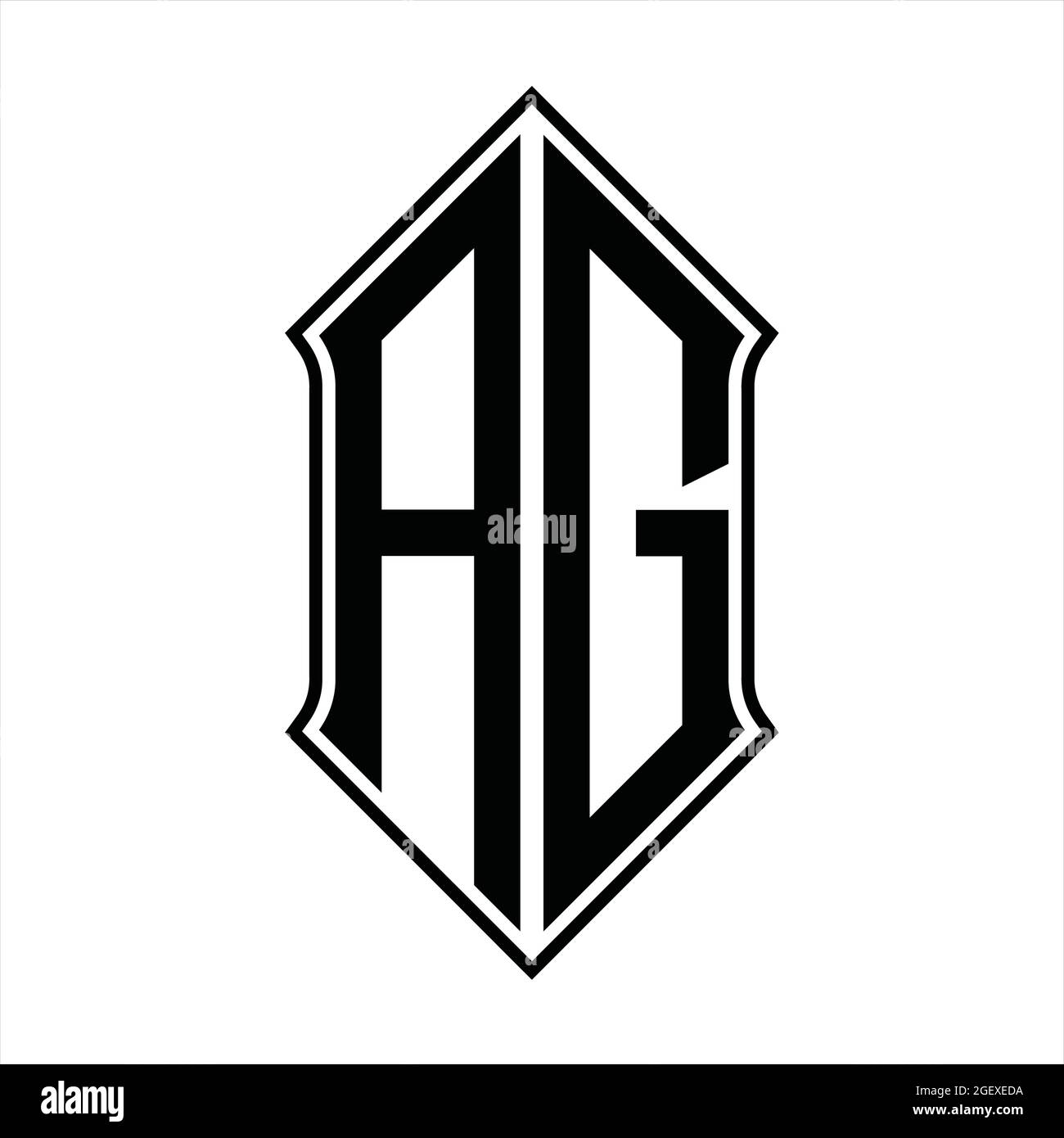 AG Logo monogram with shieldshape and black outline design template ...