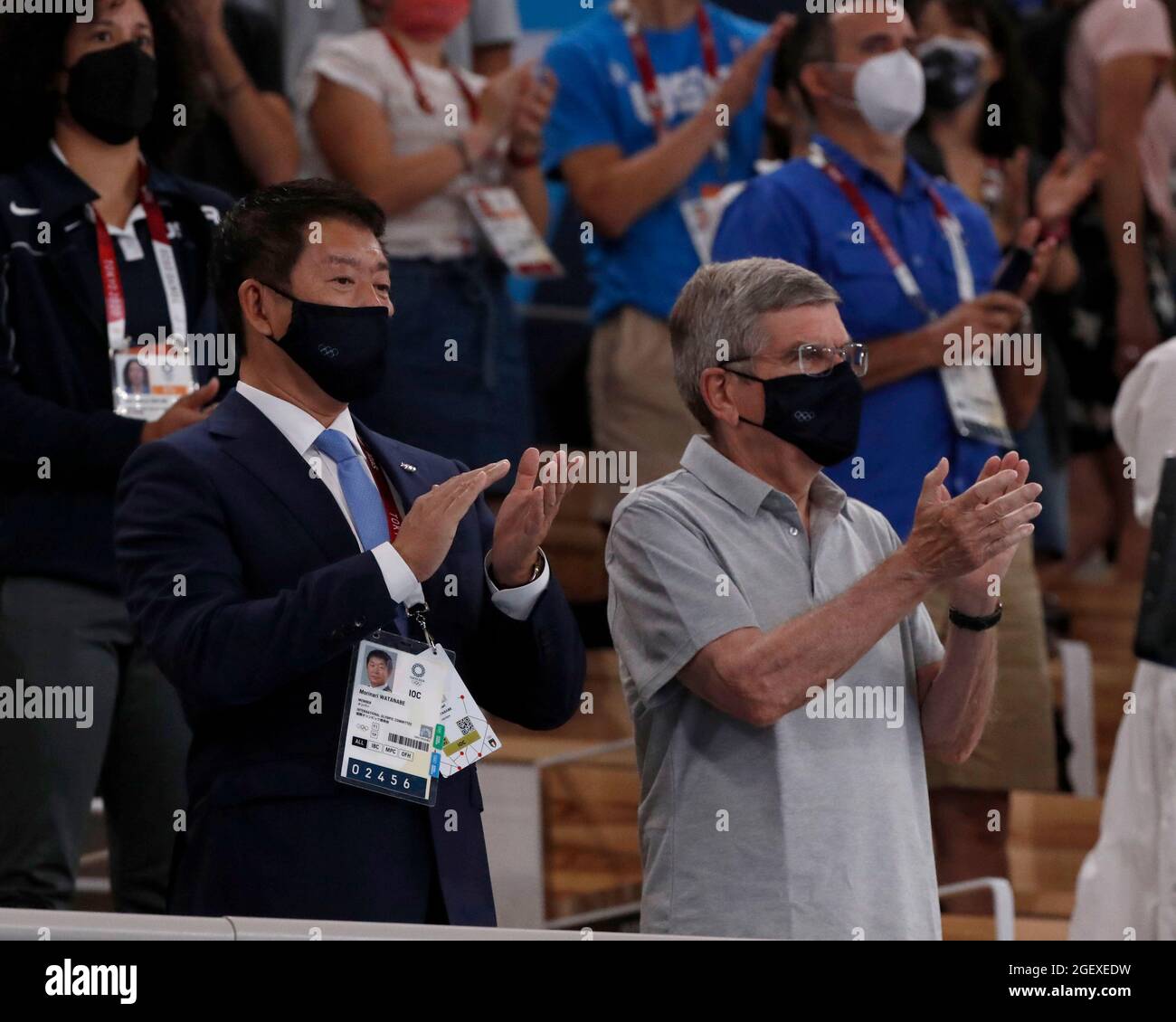 Tokyo, Kanto, Japan. 3rd Aug, 2021. Morinari Watanabe (left), member of ...