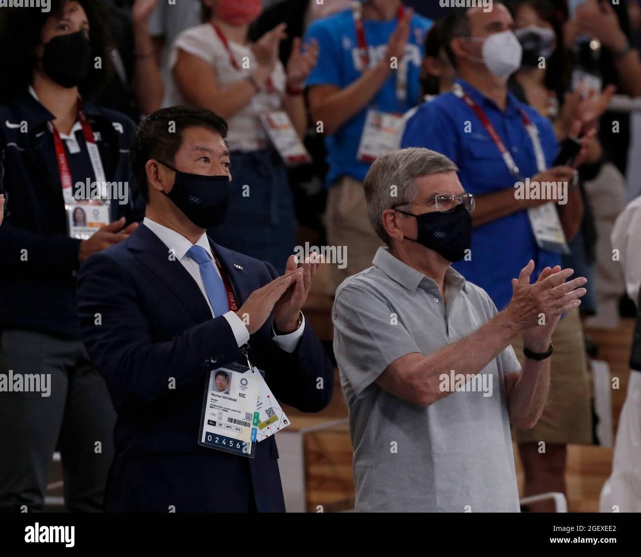 Tokyo, Kanto, Japan. 3rd Aug, 2021. Morinari Watanabe (left), member of ...