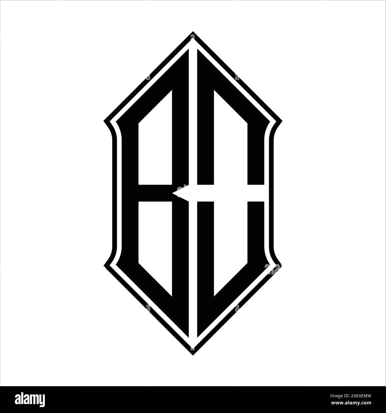 BO Logo monogram with shieldshape and black outline design template ...
