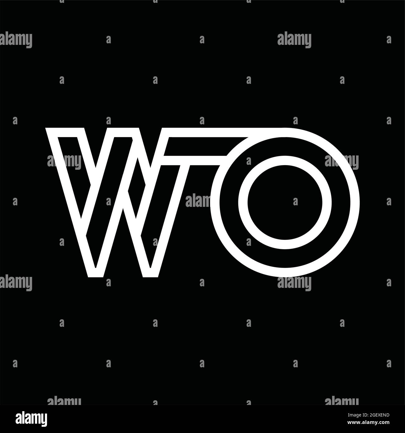 WO Logo monogram with line style negative space on blackground Stock ...