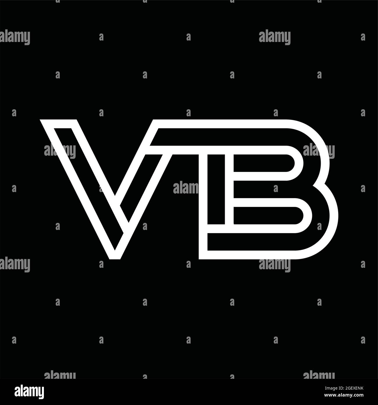 VB Logo monogram with line style negative space on blackground Stock ...
